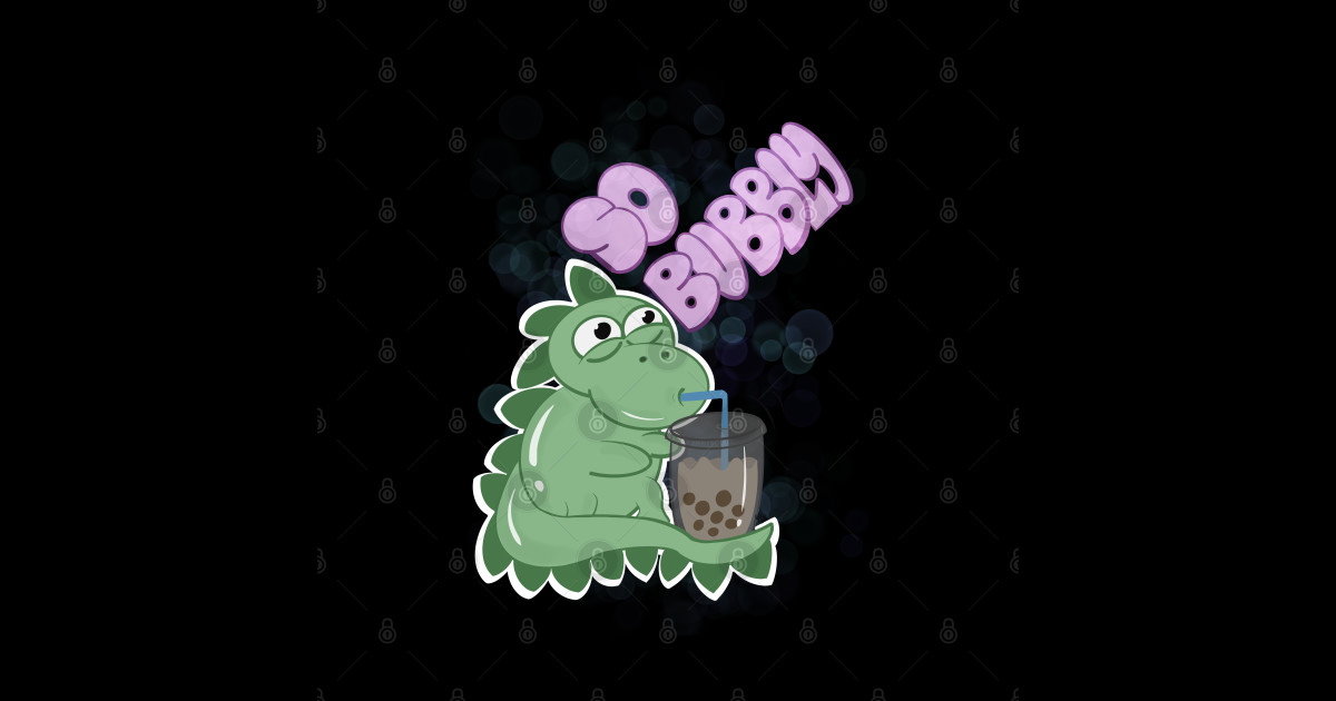 Tea-Rex and his bubble tea - Tea Rex Dinosaur - Sticker | TeePublic