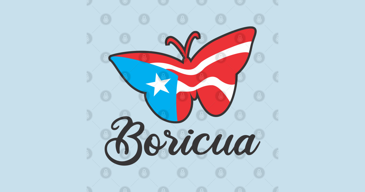 Puerto Rico Flag Butterfly Boricua Text - Puerto Rico - T-Shirt | TeePublic