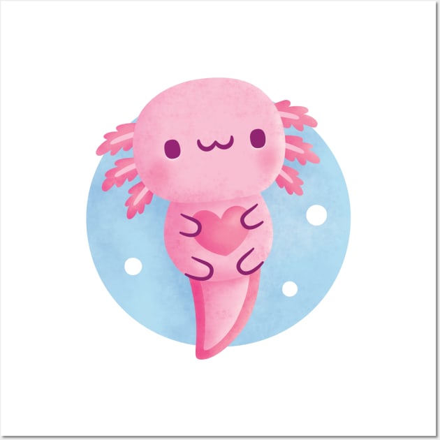 Cute Axolotl Hugging Heart - Cute Axolotl - Posters and Art Prints ...