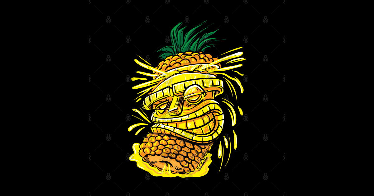 Tiki Pineapple exploding - Tiki Pinapple Explosion - Sticker | TeePublic