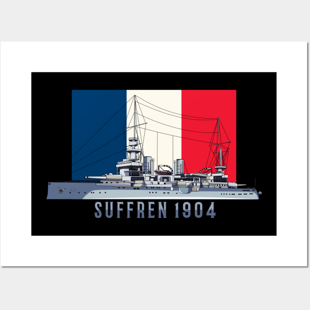 Suffren French 1904 Battleship Diagram Vintage Flag Gift - Suffren ...