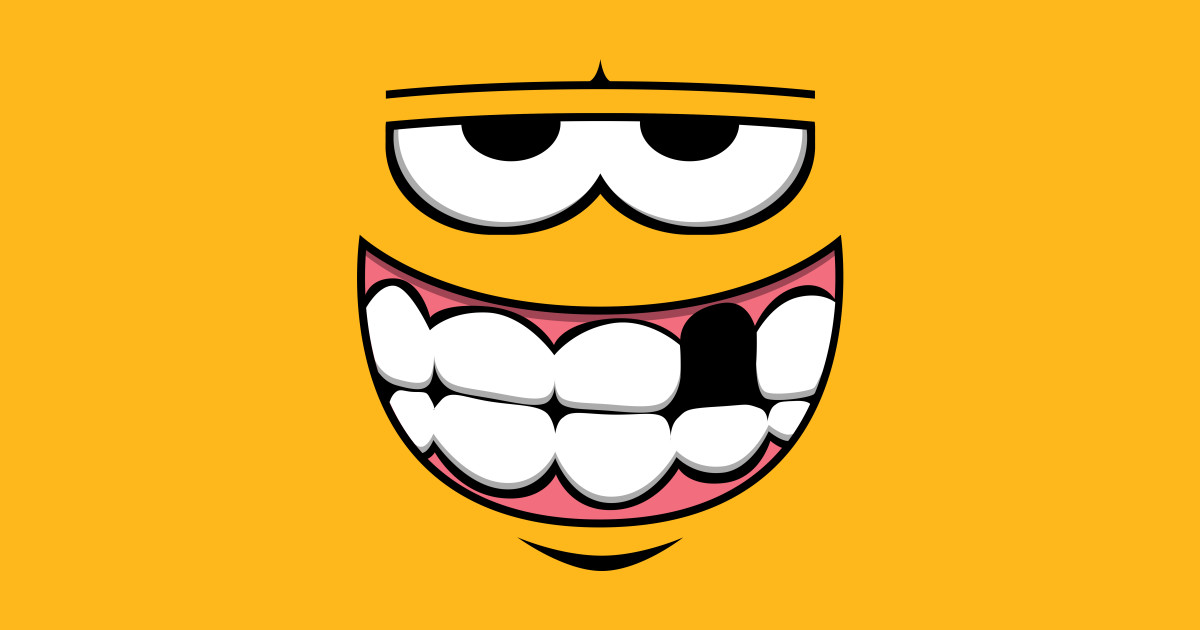 Funny Face Missing Tooth - Smiley Face - T-Shirt | TeePublic