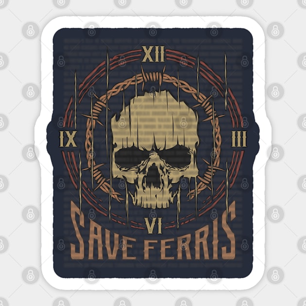 Save Ferris Vintage Skull - Musician - Sticker | TeePublic