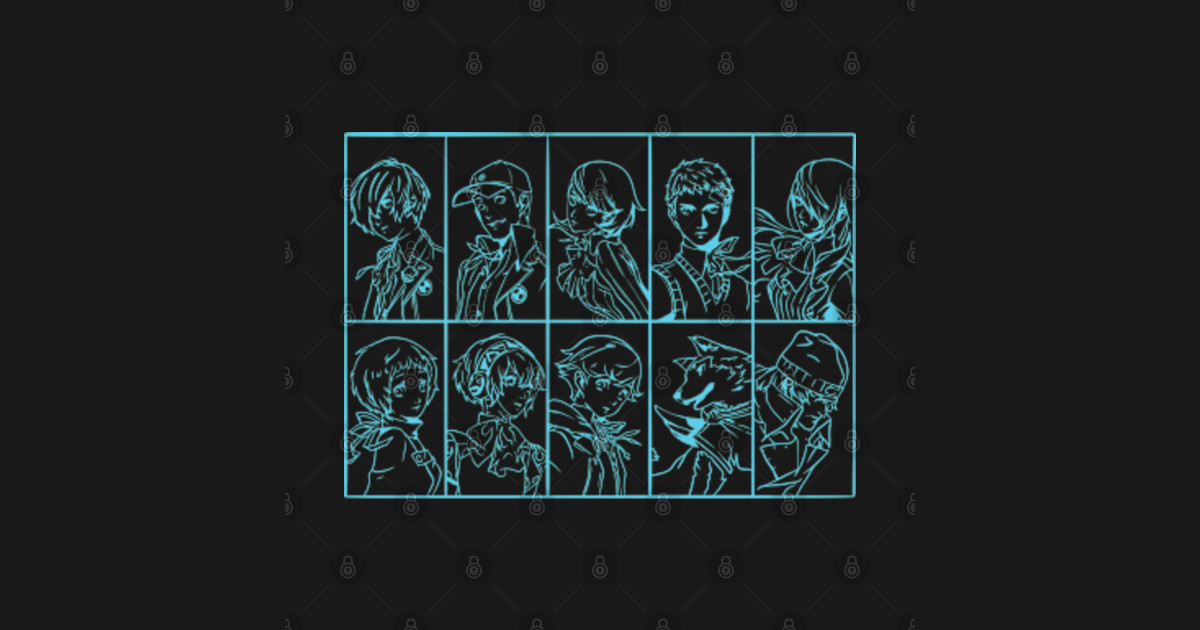 P3R Characters Line Art - Persona - T-Shirt | TeePublic