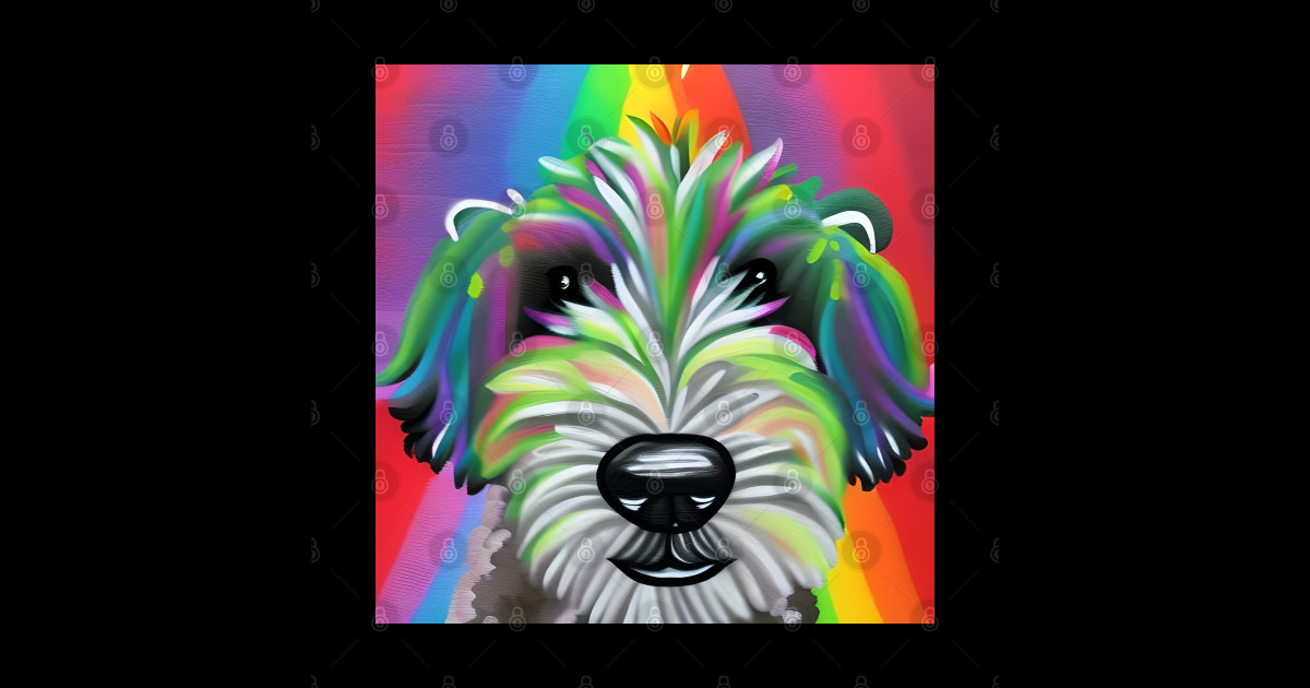 Sheepadoodle Rainbow Painting - Sheepadoodle - Sticker | TeePublic