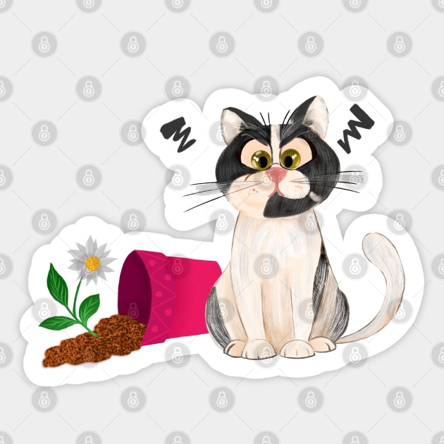 Cute angry cat - Angry Cat - Sticker | TeePublic