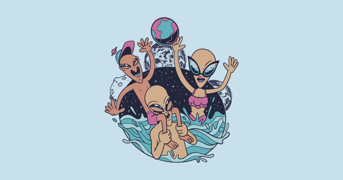 Space Aliens Beach Party - Aliens - T-Shirt | TeePublic