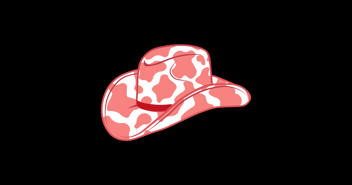 Red Cow Print Cowboy Hat - Cow - Sticker | TeePublic