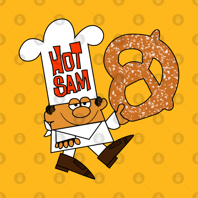 Hot Sam Vintage Mall Soft Pretzel Shop T-Shirt - Hot Sam - Pin | TeePublic