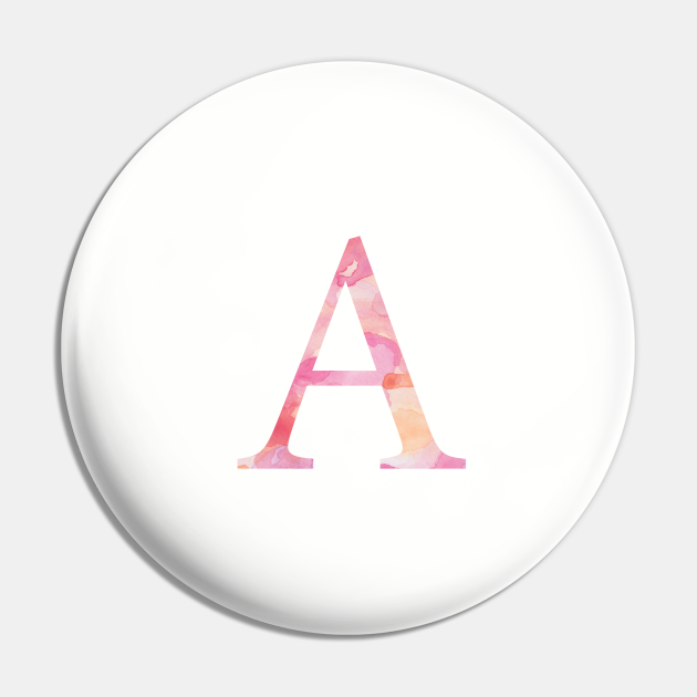 Alpha Pink Watercolor Letter - Watercolor - Pin | TeePublic