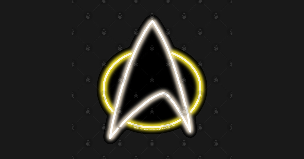 Yellow Neon Star Trek Next Generation Communicator Badge Top Left ...
