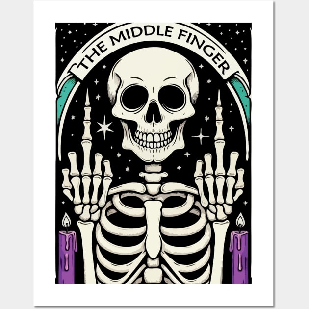 Skeleton Middle Finger Card - Skeleton - Posters and Art Prints | TeePublic