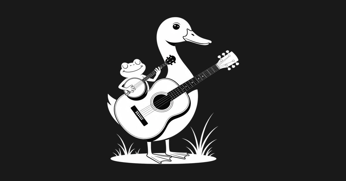 Frog Playing Banjo Riding Duck Sketch - Frog Playing Banjo Riding Duck ...