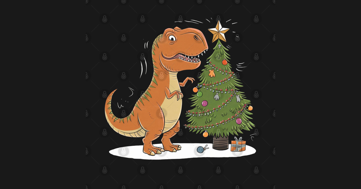 T REX DINOSAUR AND CHRISTMAS TREE - Funny Christmas - T-Shirt | TeePublic