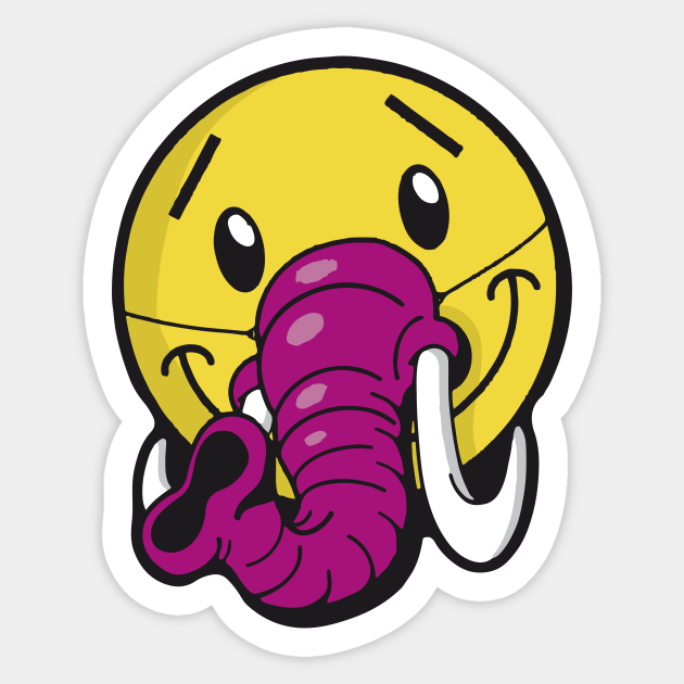 Elephant Smiley - Smiley Face - Sticker | TeePublic