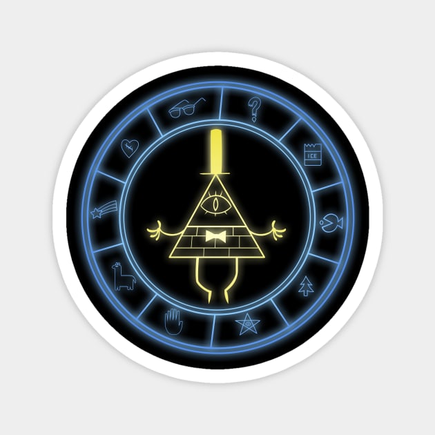 Illuminated Bill Cipher's Wheel - Gravity Falls - Magnet | TeePublic
