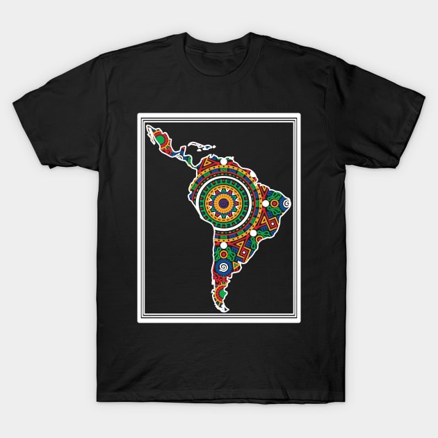 LATIN SOUTH AMERICA DECORATED MAP - linework - Indigenous Patterns - T ...
