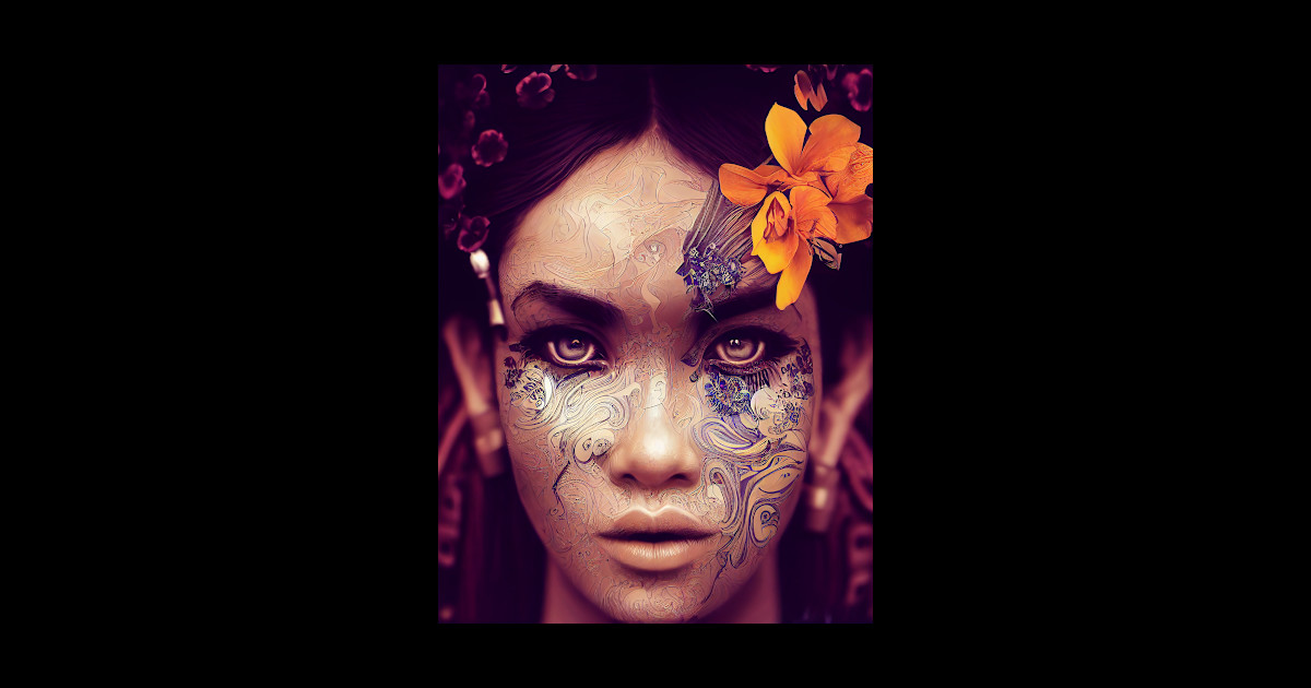 Goddess with intricate designs on face - Goddess - Sticker | TeePublic