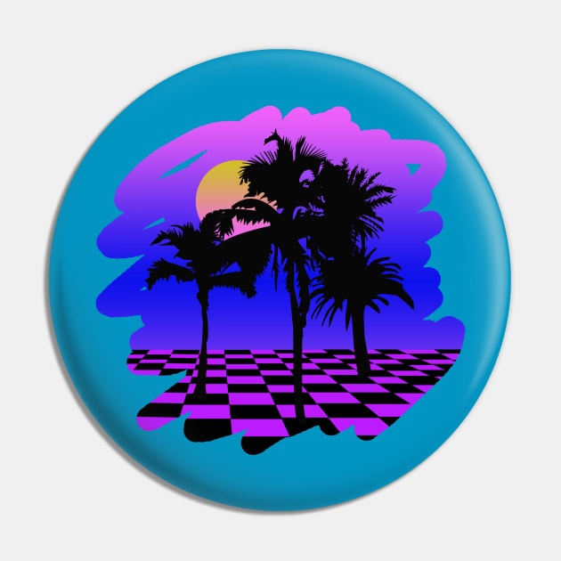 Eighties VHS Palm Trees - Dream Of Paradise - Pin | TeePublic