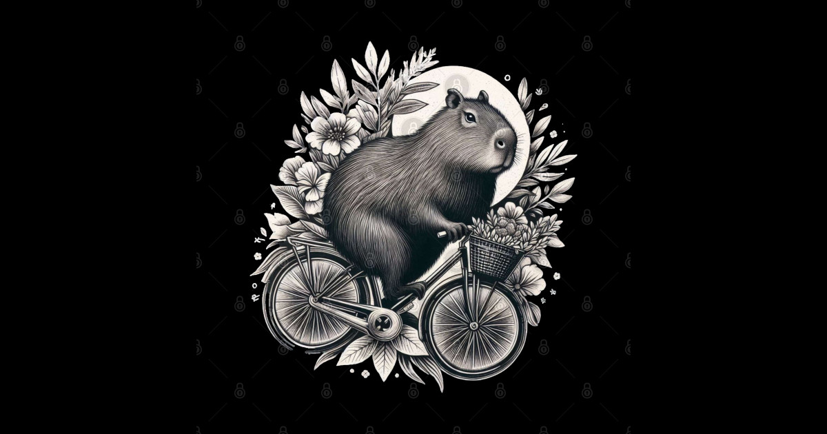 Capybara Riding A Bicycle - Capybara - Sticker | TeePublic