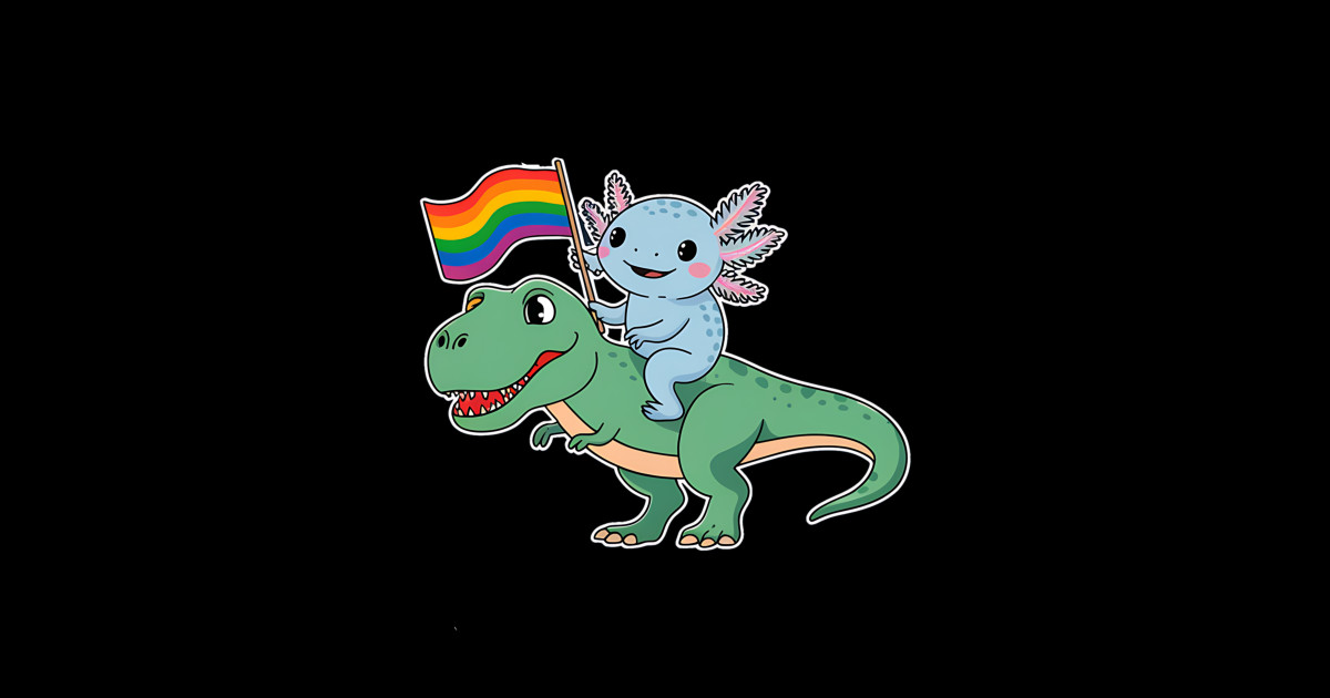Axolotl Dinosaur Rainbow - Axolotl Dinosaur Rainbow - Sticker | TeePublic