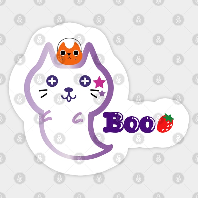 Boo Berry Cat++ - Cat - Sticker | TeePublic