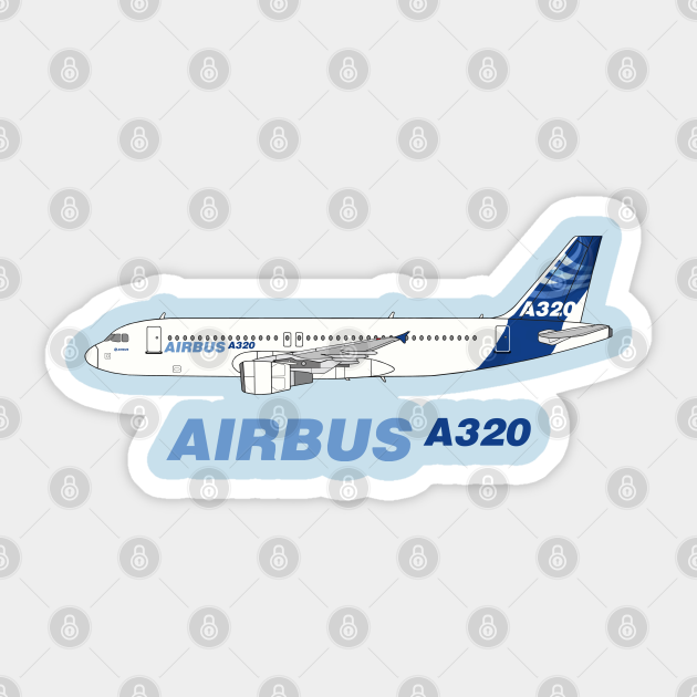 Airbus A320 Illustration - Airbus A320 Airplane - Sticker | TeePublic