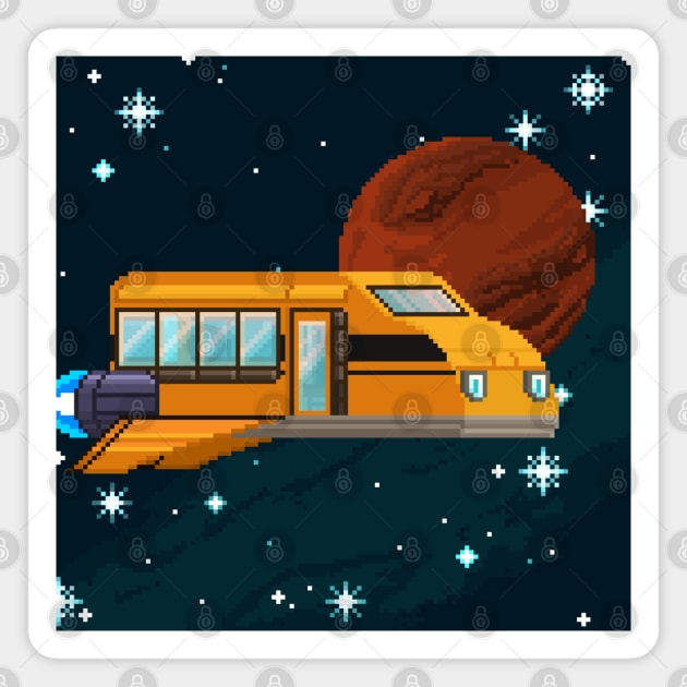 Pixel Art School bus Spaceship - School Bus - Magnet | TeePublic