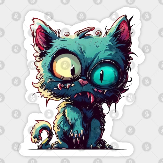 Spooky ugly cat - Spooky Cat - Sticker | TeePublic