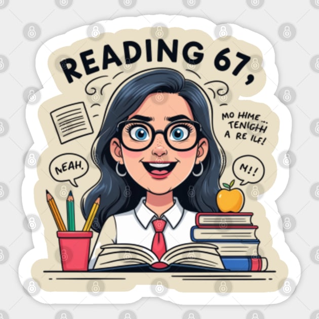 Reading 67 Meme English Teacher Funny 67 Turkey - 67 - Sticker | TeePublic