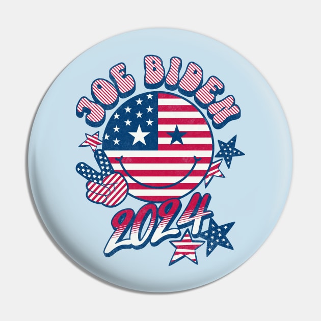 Joe Biden 2024 Cute Retro Smiley Face Groovy Peace Sign USA Flag - Joe ...