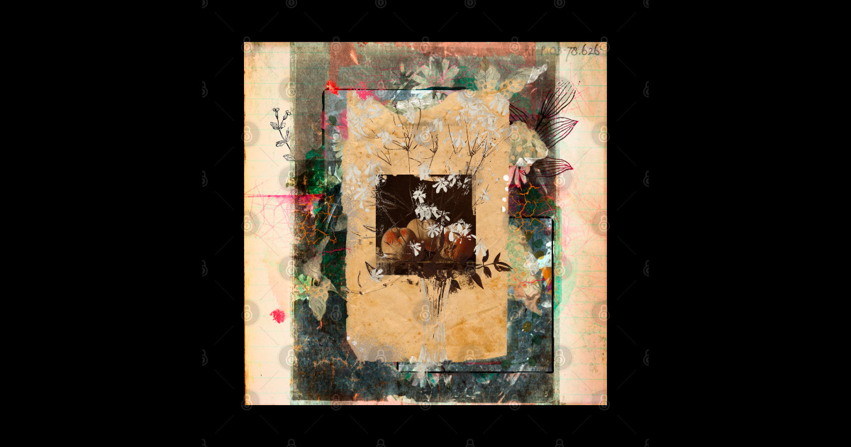 Still life with flowers and peaches collage - Collage Artist - Posters ...