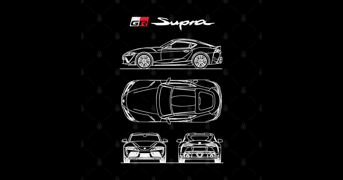 Supra MK5 (GR Supra) White Blueprint - Supra Mk5 - Sticker | TeePublic