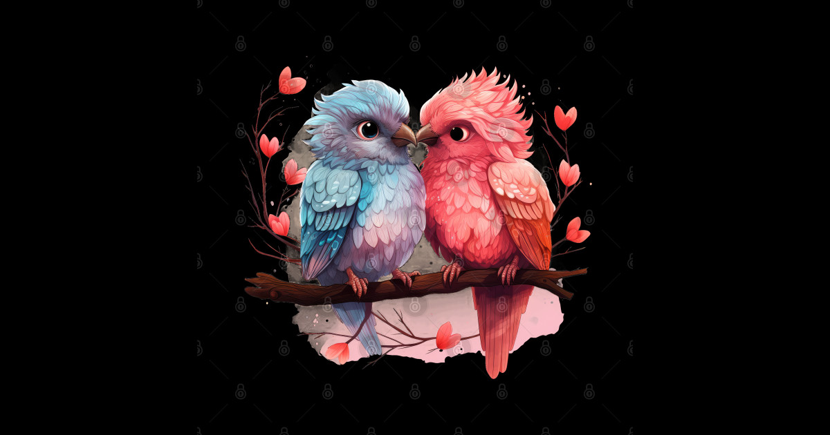 Valentine Kissing Potoo Bird Couple - Valentine - Sticker | TeePublic