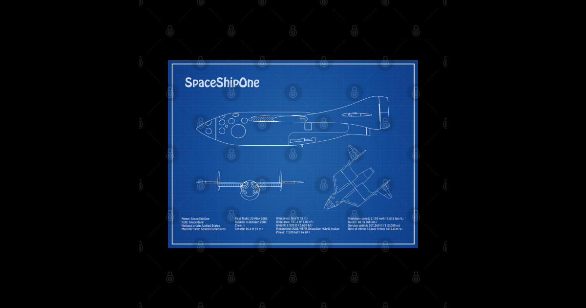 SpaceShipOne Spaceplane - Airplane Blueprint - AD - Spaceshipone ...