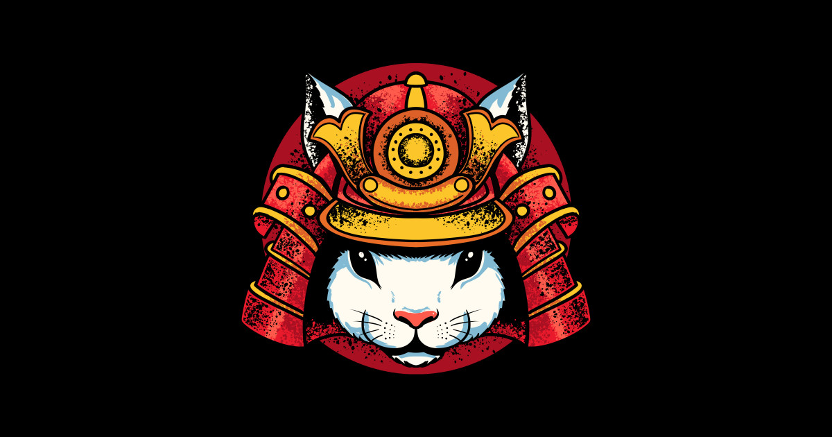 Retro Samurai Bunny Wearing Kabuto - Samurai Bunny - Sticker | TeePublic