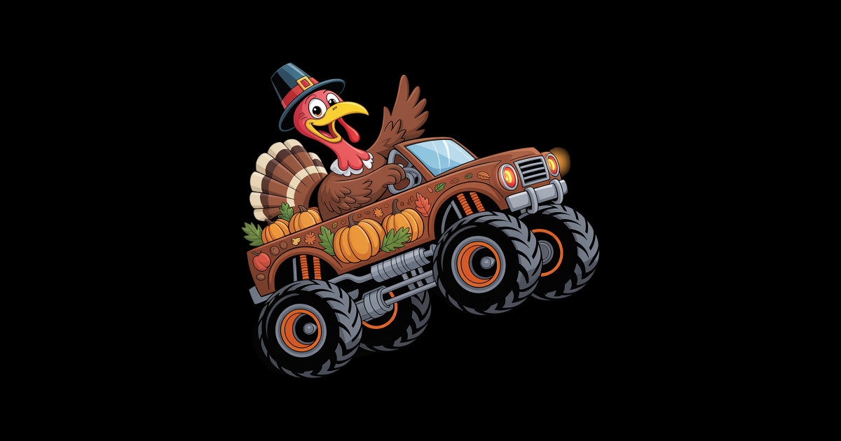 Thanksgiving Turkey Day Monster Truck - Thanksgiving - Sticker | TeePublic