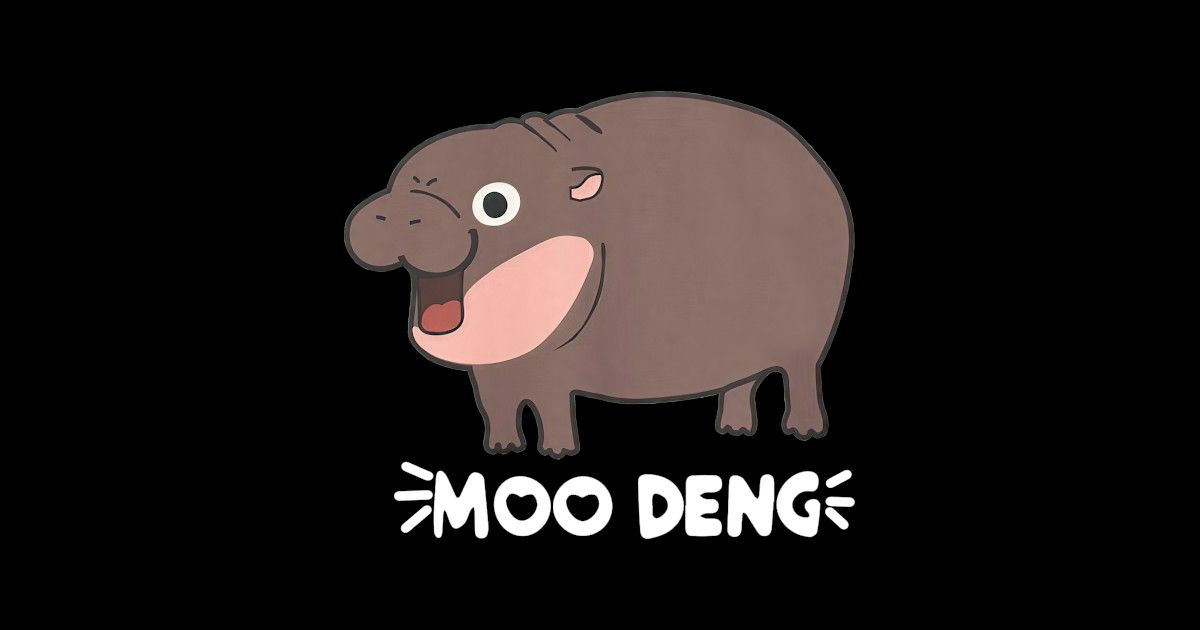 Moo Deng Bouncy Pig The Cute Baby Hippo Funny Meme - Moo Deng - Sticker ...