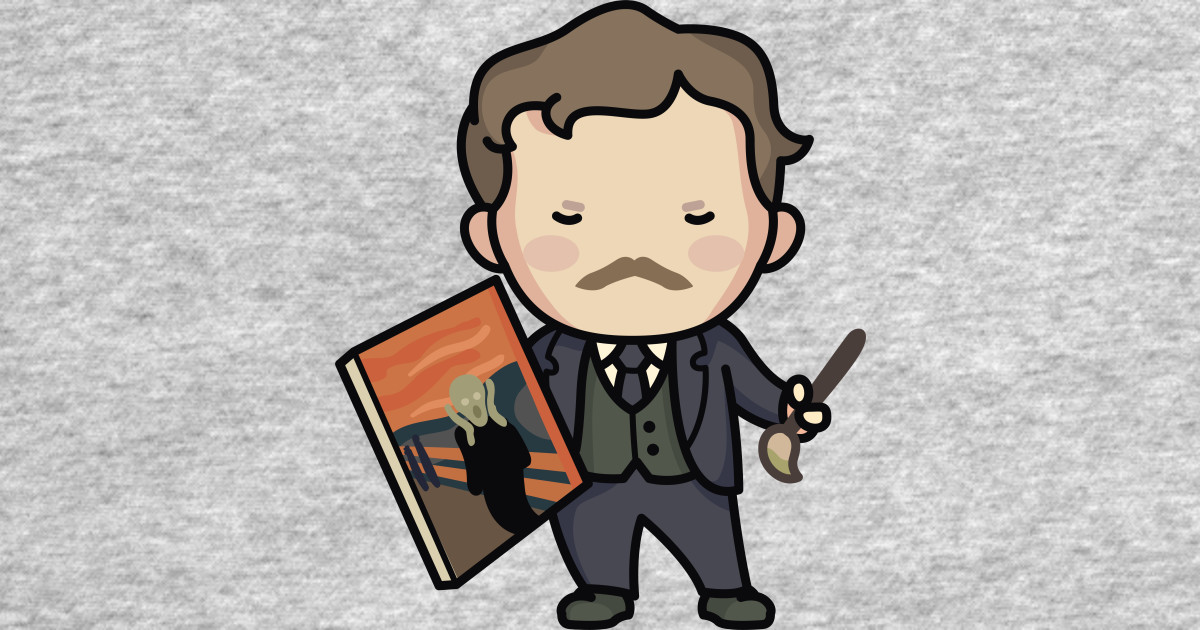 Cute Edvard Munch Cartoon Character - Edvard Munch - T-Shirt | TeePublic