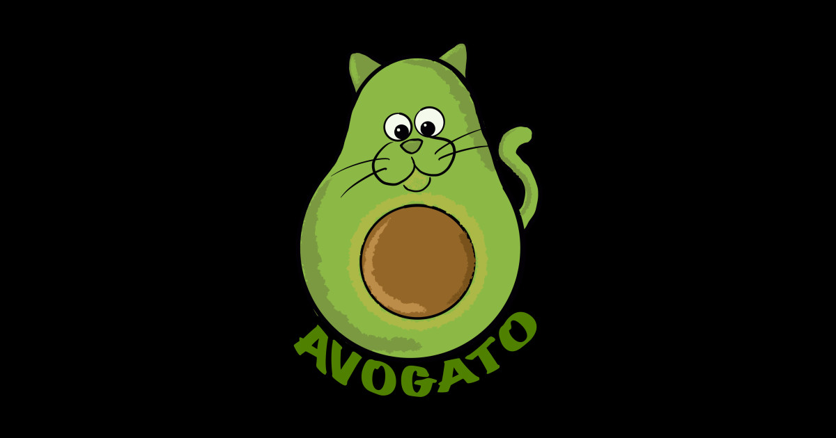 Avogato - the avocado cat - Cat - Sticker | TeePublic