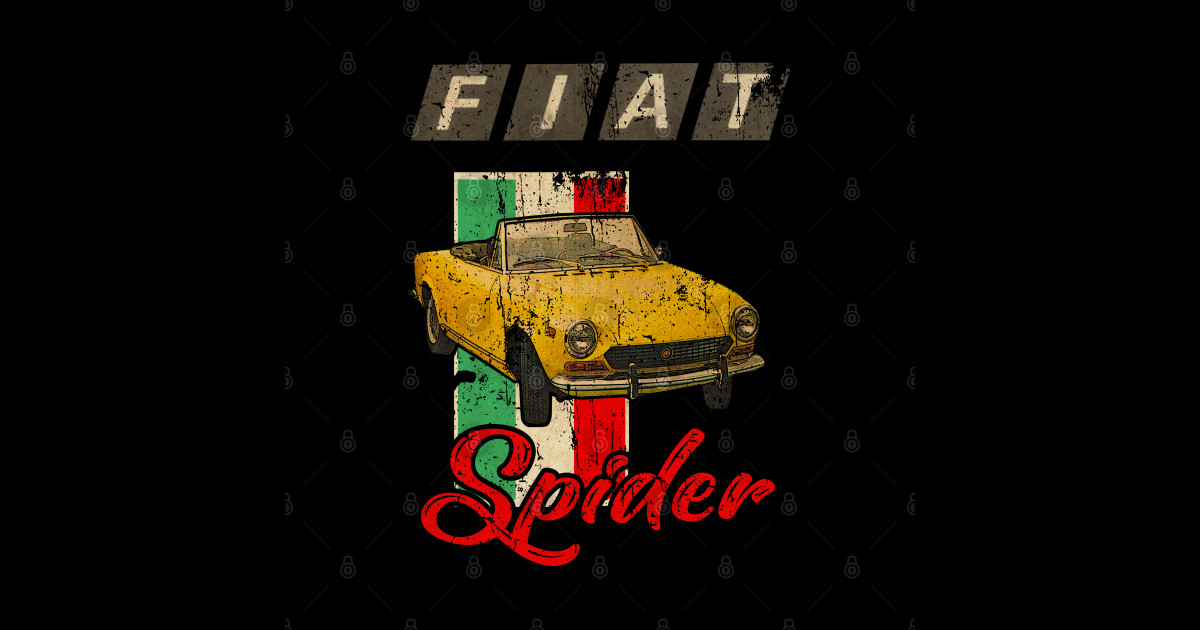 Fiat 124 Sport Spider Yellow // 1975 Vintage - Fiat - Sticker | TeePublic