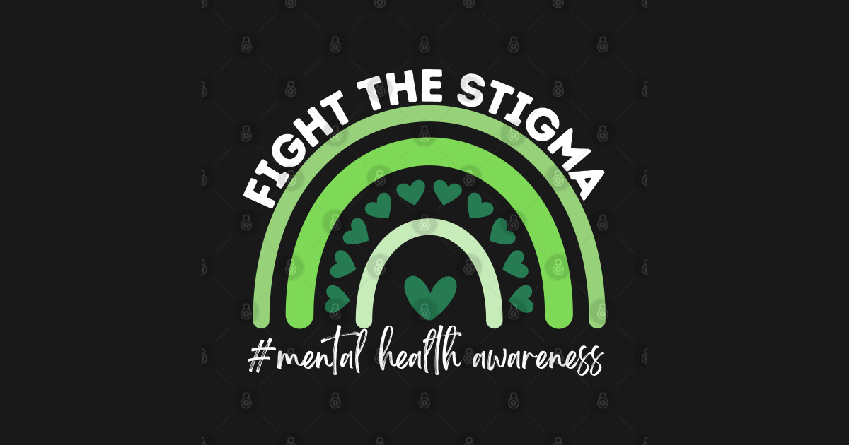 Fight The Stigma Green Boho Rainbow Ribbon - Mental Health Awareness ...