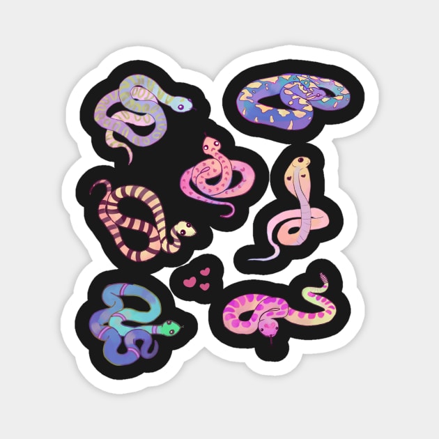 Cute watercolor snake sticker pack - Stay Back - Magnet | TeePublic
