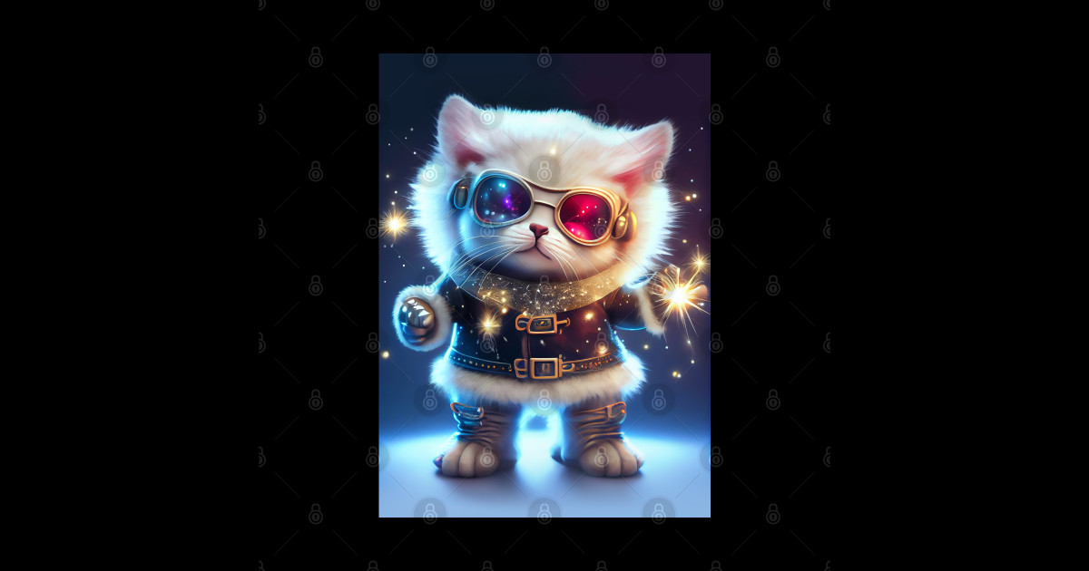 Cute Cosmic Cat - Anime Art design - Cute Cat - Sticker | TeePublic