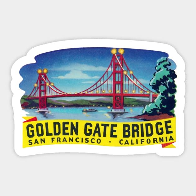 1950s Golden Gate Bridge San Francisco - Golden Gate Bridge - Sticker ...