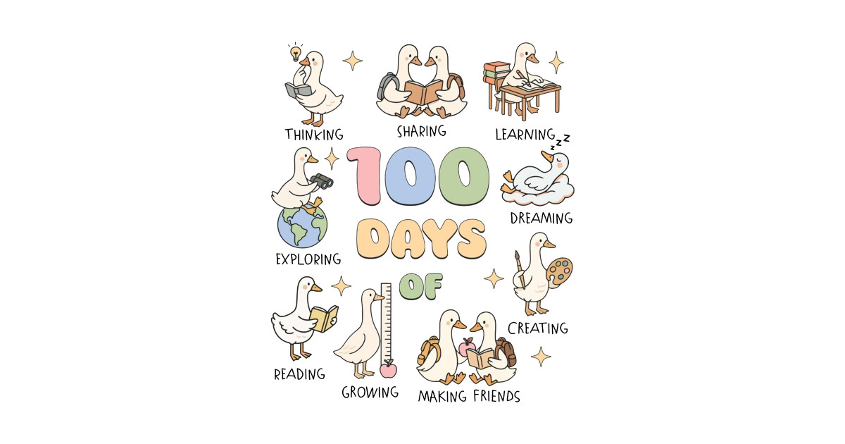 100 Days of School Goose Teacher - 100 Days Of School - T-Shirt | TeePublic