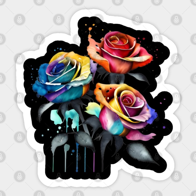 fragrant colourful roses - Rose Watercolor - Sticker | TeePublic