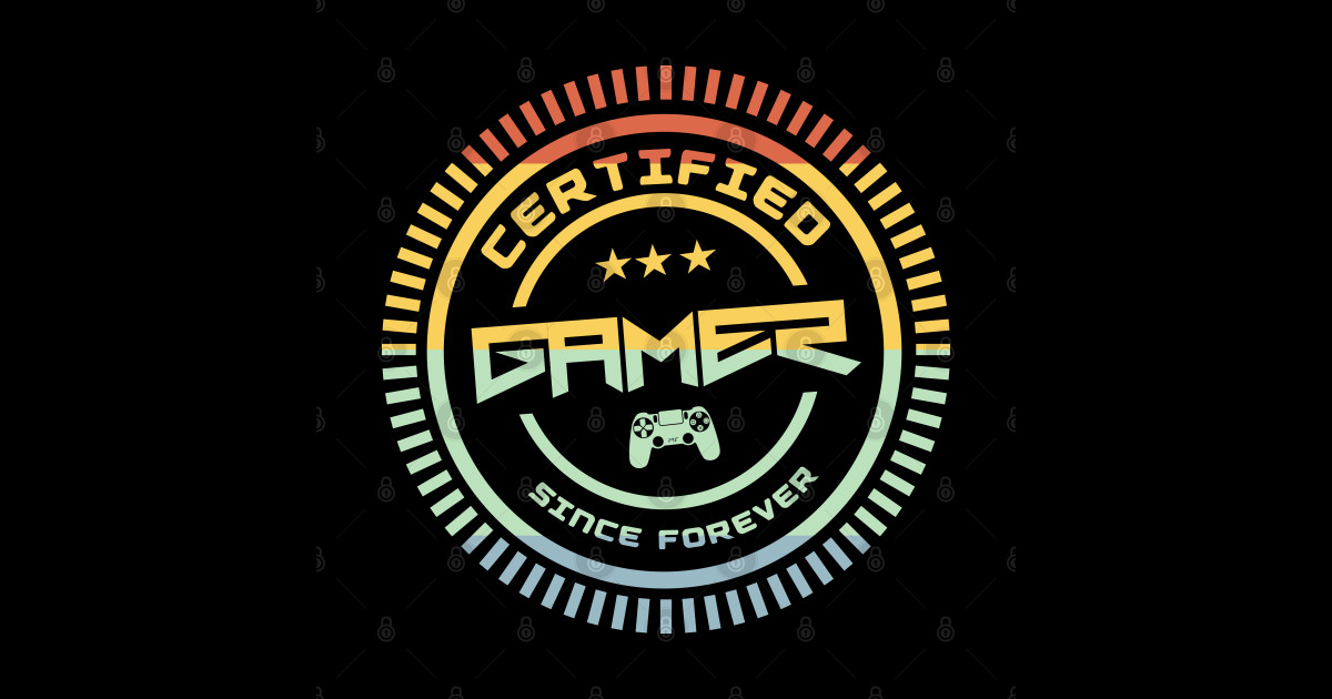 Certified GAMER Logo/ Vintage Retro style / Gaming champion / Legend ...