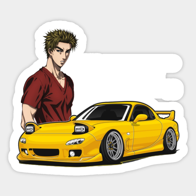 Keisuke Takahashi rx7 FD redsuns - Initial D - Sticker | TeePublic
