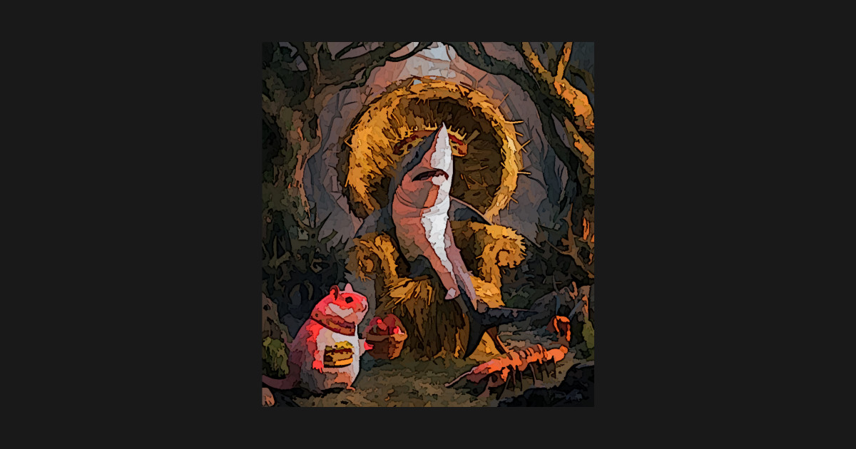 watercolor hamster priest brings apples for shark - Watercolor Painting ...